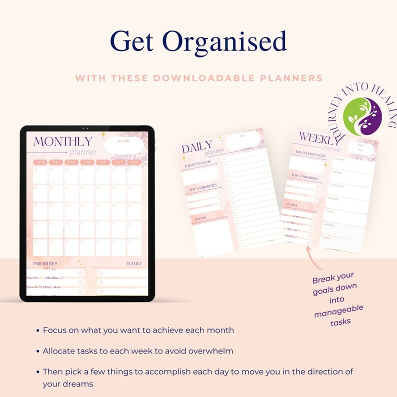 Daily, Weekly and Monthly Printable PDF Planners - Etsy