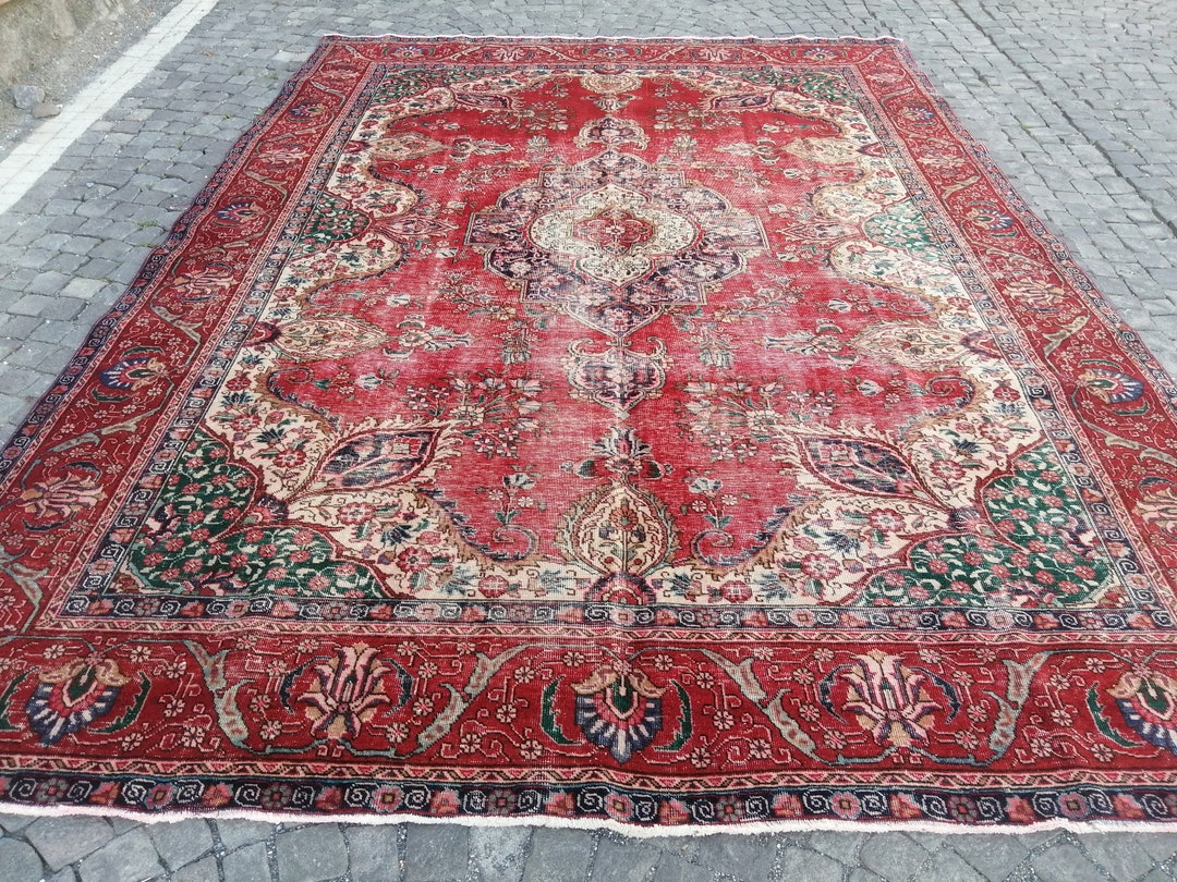 Persian Rug, Persian Floral Rug, Persian Vintage Rug, Oversized Persian ...