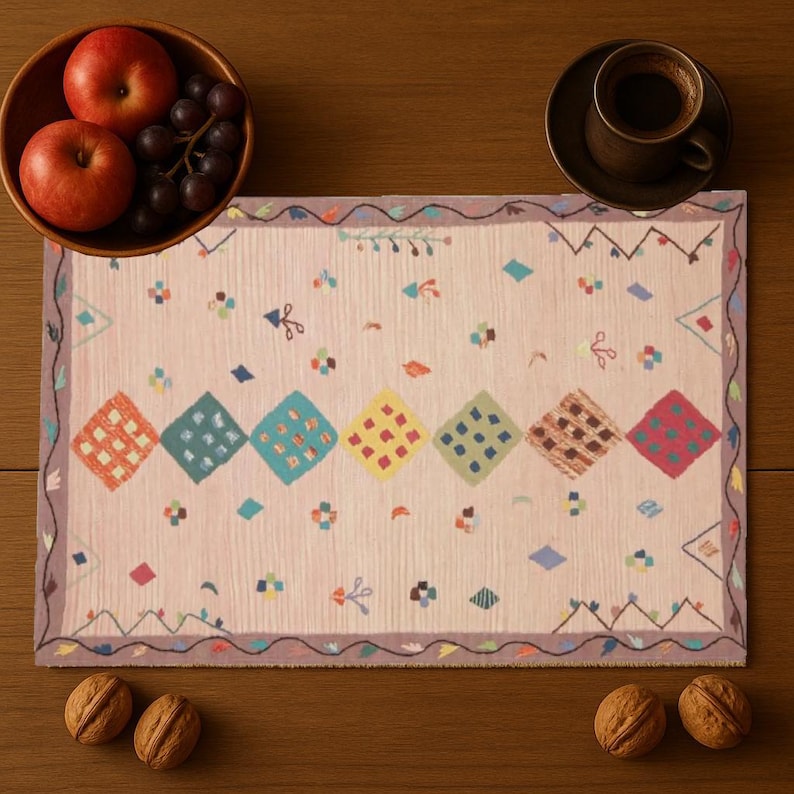 Handmade Vintage Rug Placemat 12×18″ – Turkish Rug Placemats – Boho ...