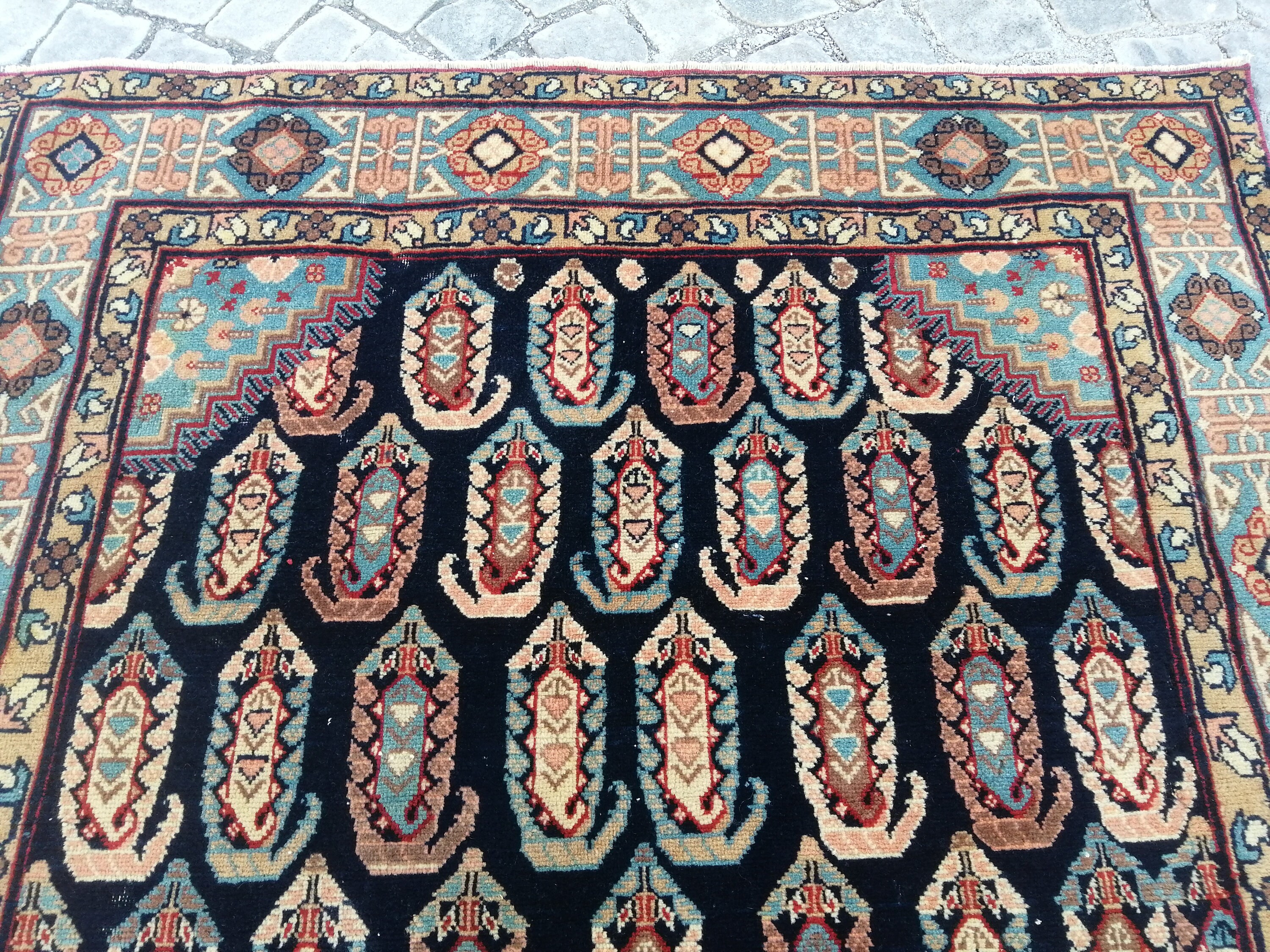 Persian Rug, Vintage Rug Antique Rug, Turquoise Persian Rug, Teardrop ...