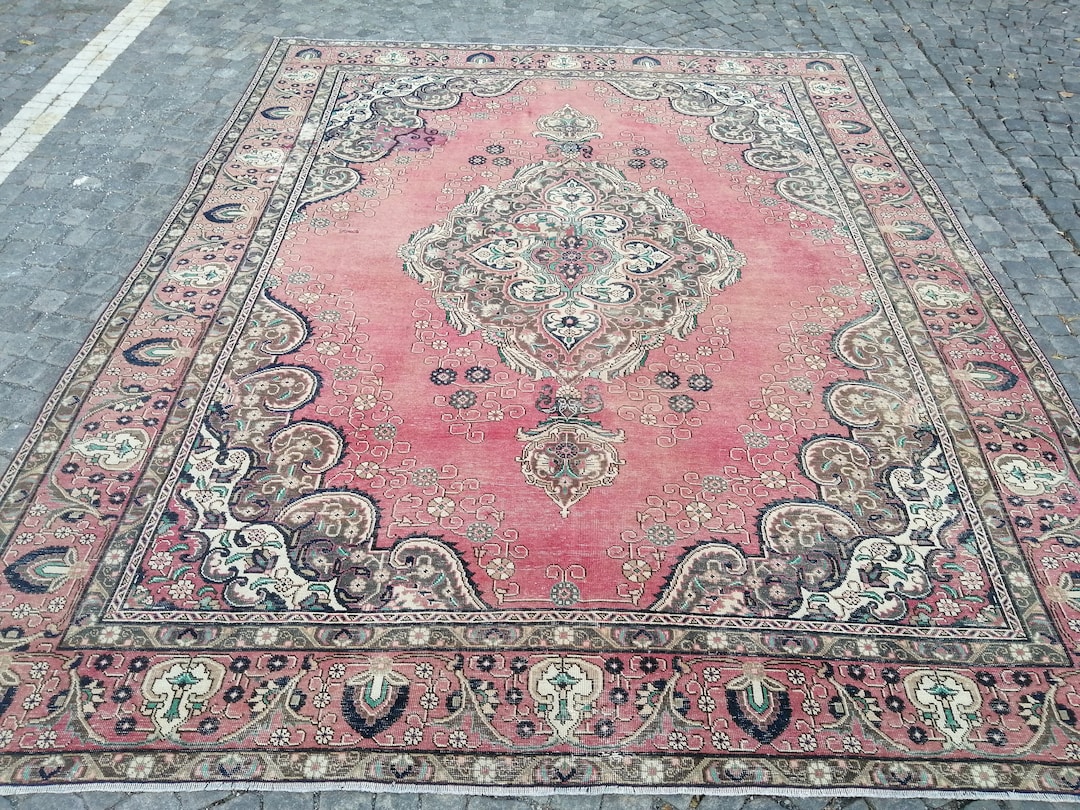 Persian Pink Rug, Wool Oversized Persian Rug, Persian Antique Rug ...
