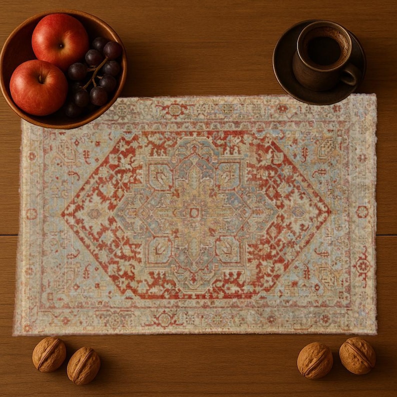Handmade Vintage Rug Placemat 12×18″ – Turkish Rug Placemats – Boho ...
