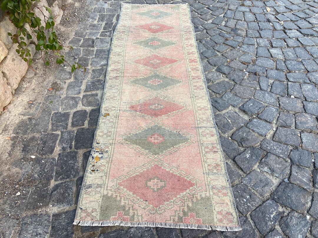 Mini Runner Rug Vintage Rug - 2.4x7.7 Ft Rug - Antique Persian Rug ...