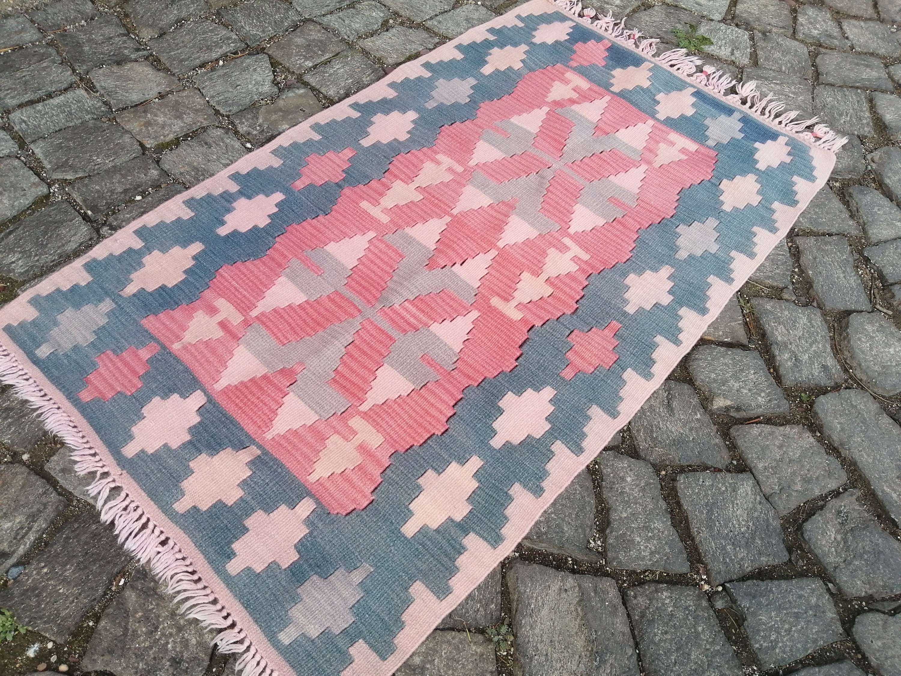 Turkish Pink Rug, Hand Made Wool Rug, Soft Turkish Rug, Thin Light Rug ...