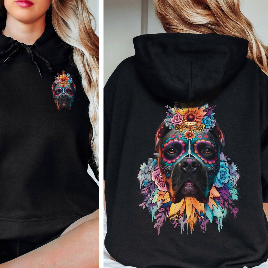 Cane Corso Day of the Dead Hoodie, Cane Corso Sugar Skull and Flowers ...