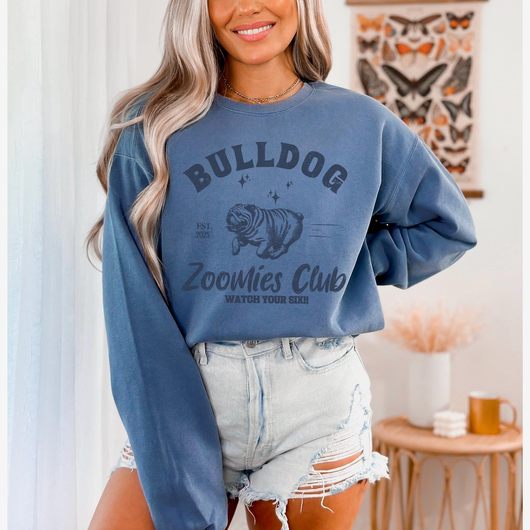 English Bulldog Zoomies Club, Dog Social Club, Comfort Colors Shirt or ...