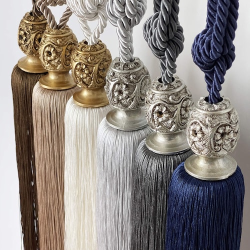 Luxury Curtain Rhinestone Tie Back Elegant French Tassel - Etsy
