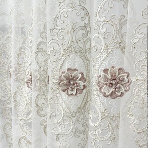 Embroidered Sheer Curtains With 3d Flowers, Luxury Window Sheers, Lace ...