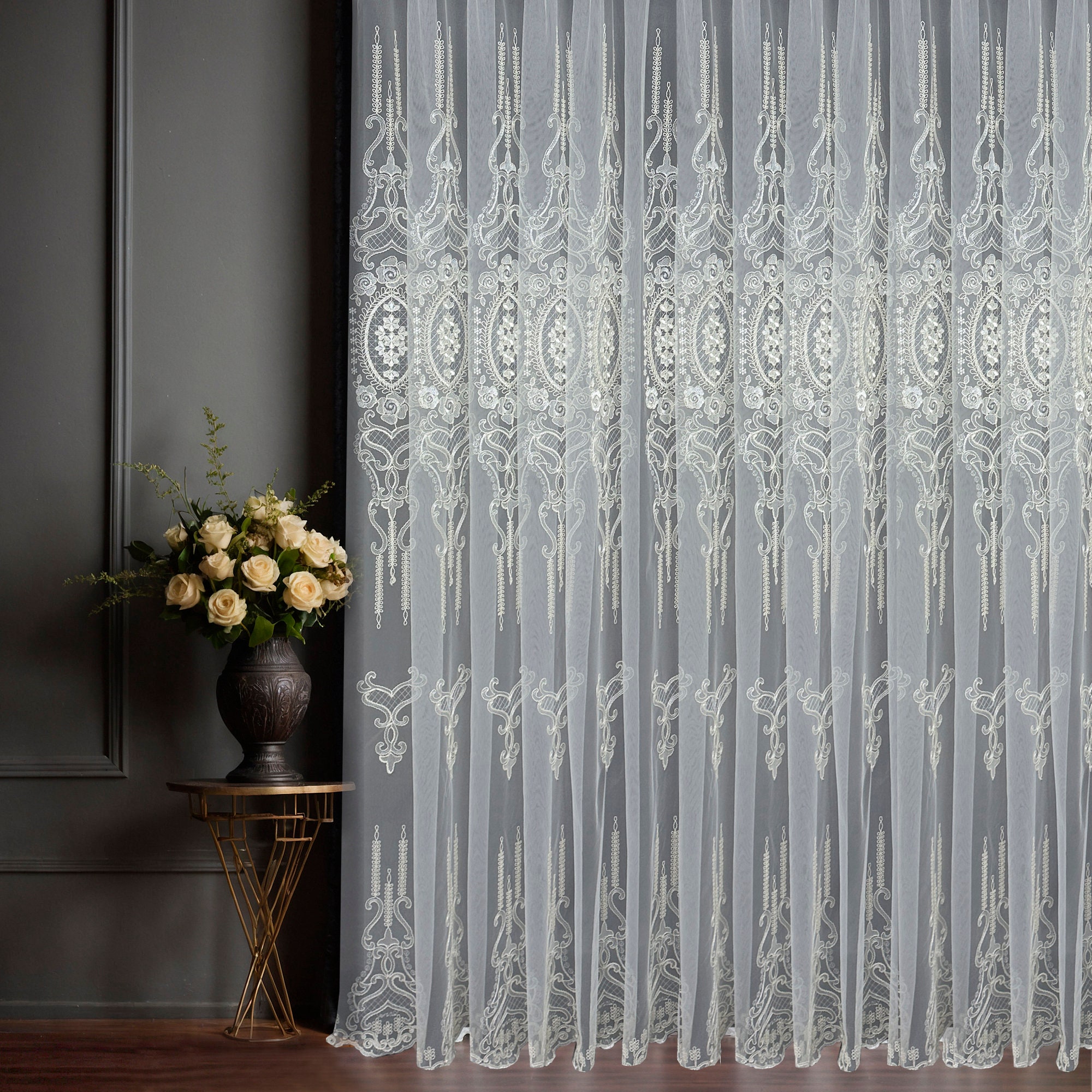 Custom Sheer Curtains: Victorian Embroidered Lace Window Sheers - Etsy