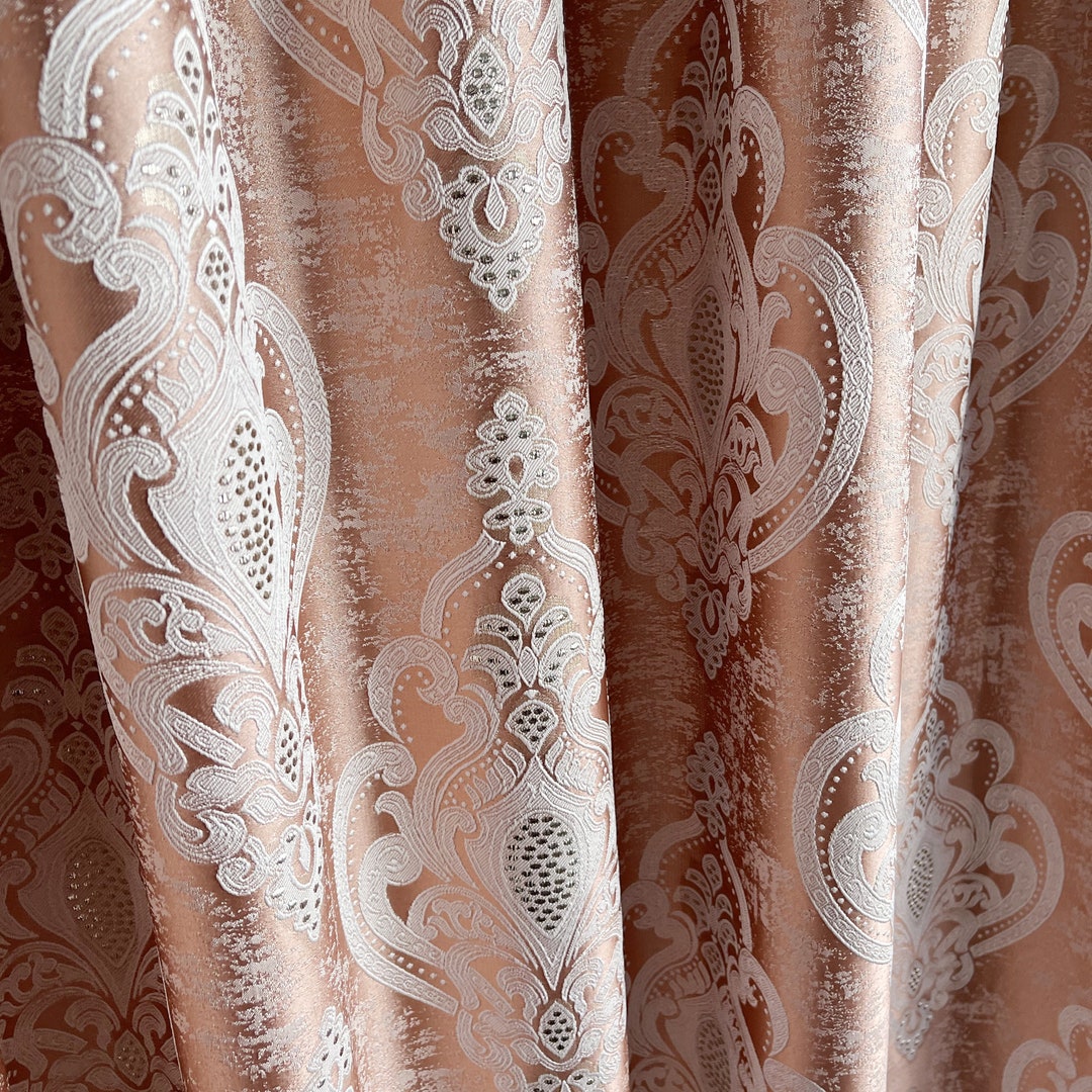 Luxury Drapery Curtain, Jacquard Draping, Classic Floral Curtain Panels ...