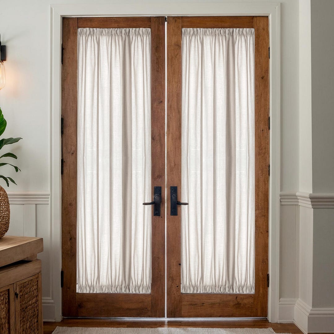Custom Linen Sidelight Curtain: Semi Sheer French Door Panel - Etsy