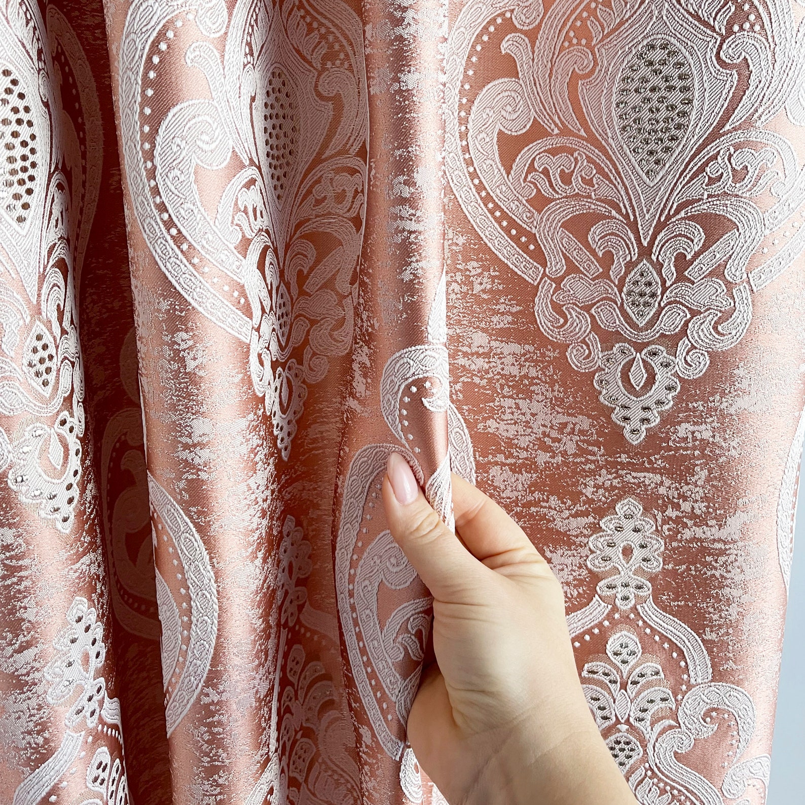 Luxury Jacquard Curtains: Floral Damask Drapes for Bedroom & Living ...