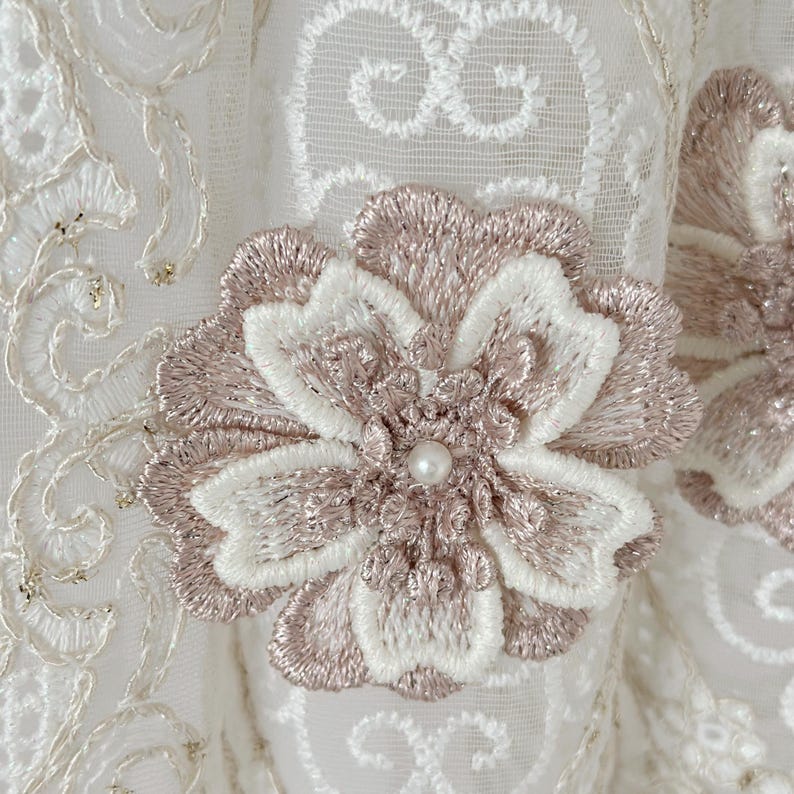 Custom Victorian Embroidered Floral Lace Curtains: Luxury Sheer Voile ...