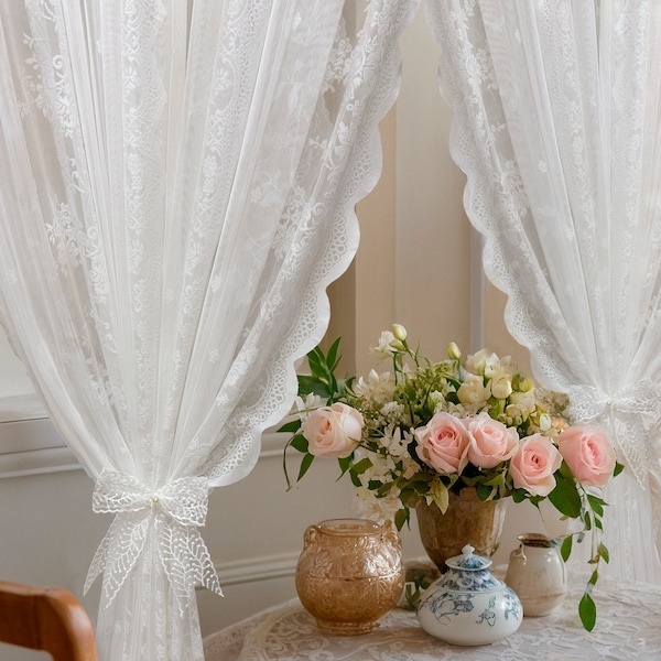 Shabby Chic Ruffled Kitchen Curtains - Etsy