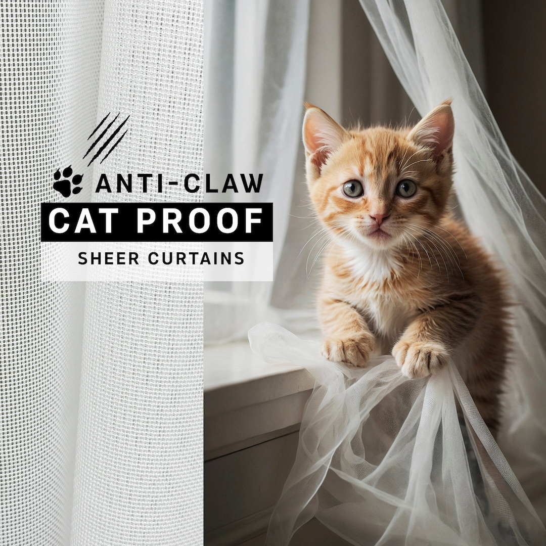 Cat Proof Sheer Curtains: Anti-claw Tulle, Custom Length - Etsy