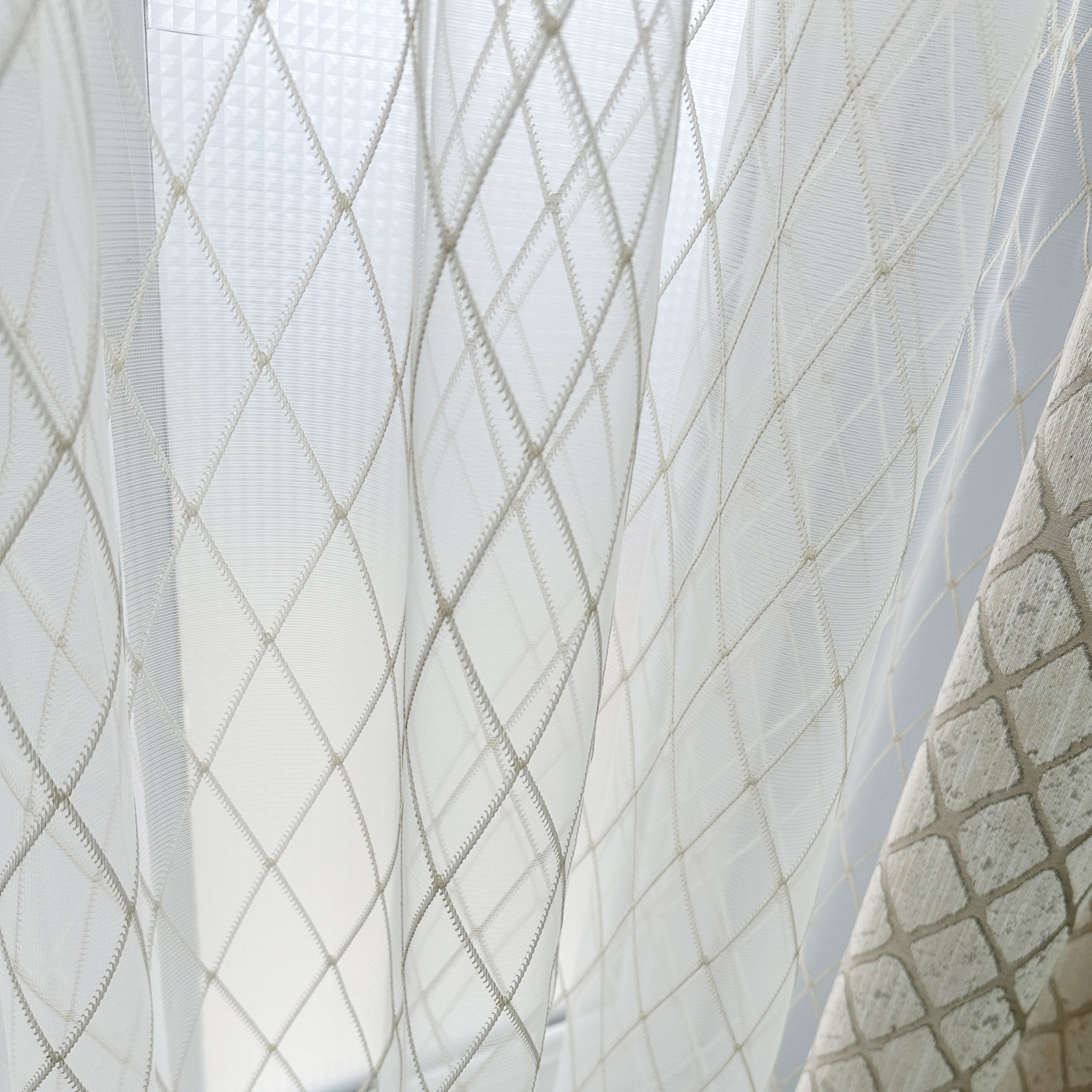 Diamond Pattern Sheer Curtain: Custom Geometric Lace Tulle - Etsy