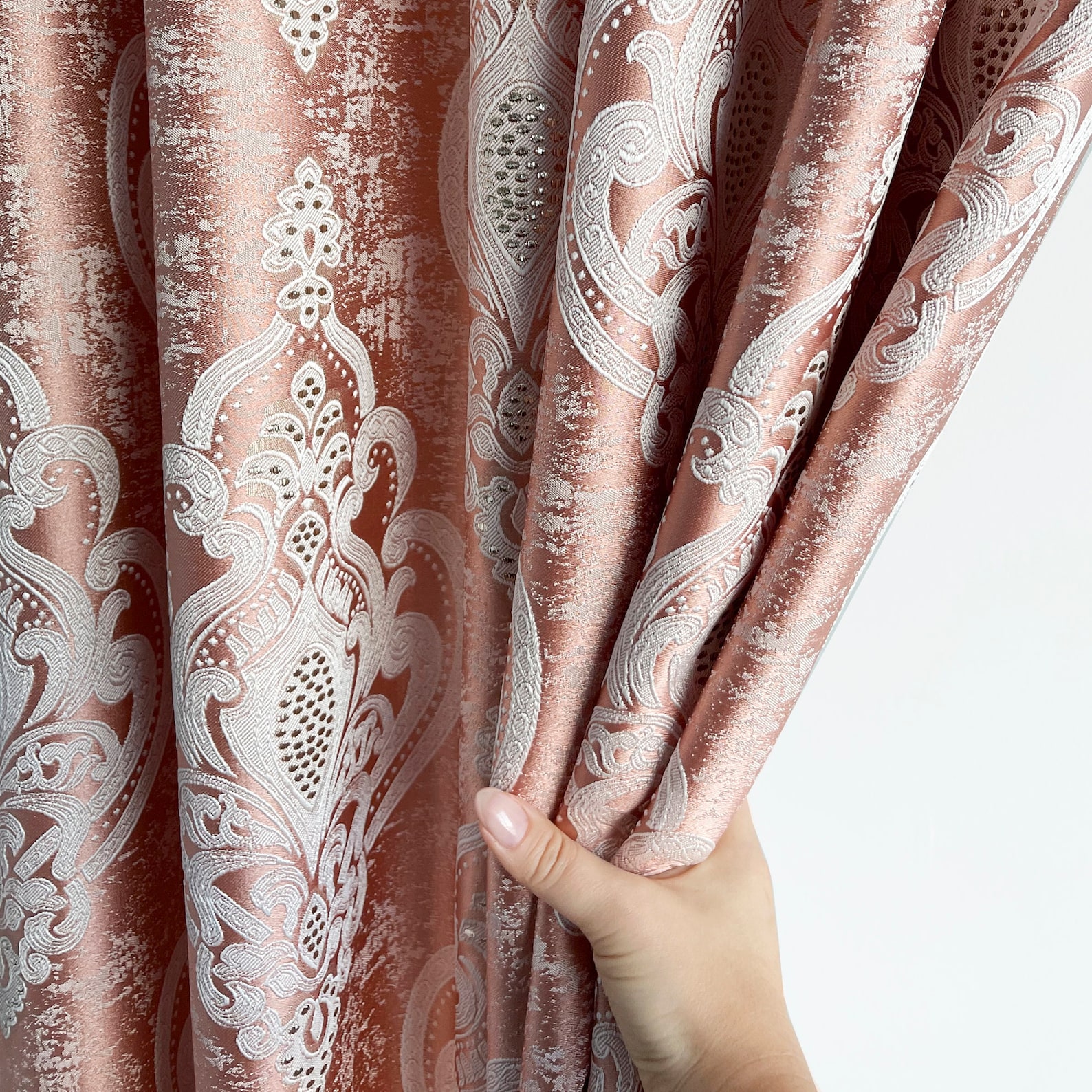 Luxury Jacquard Curtains: Floral Damask Drapes for Bedroom & Living ...