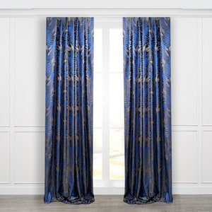 Custom Curtains for Living Room, Navy Blue Patterned Bohemian Blackout ...