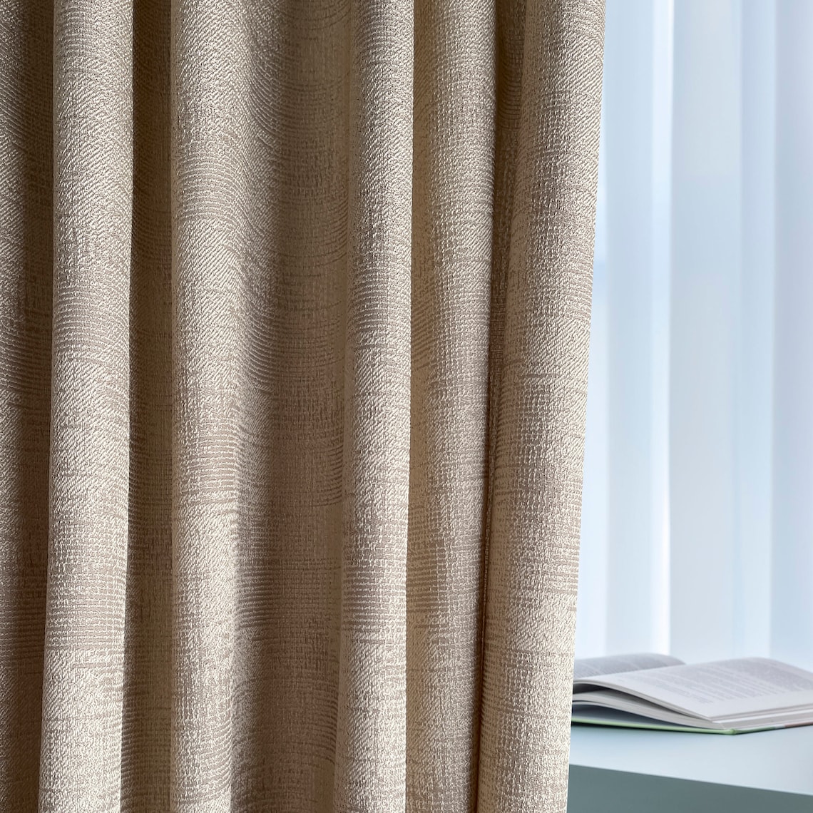 Light Beige Bedroom Living Room Curtains Modern Pair of - Etsy