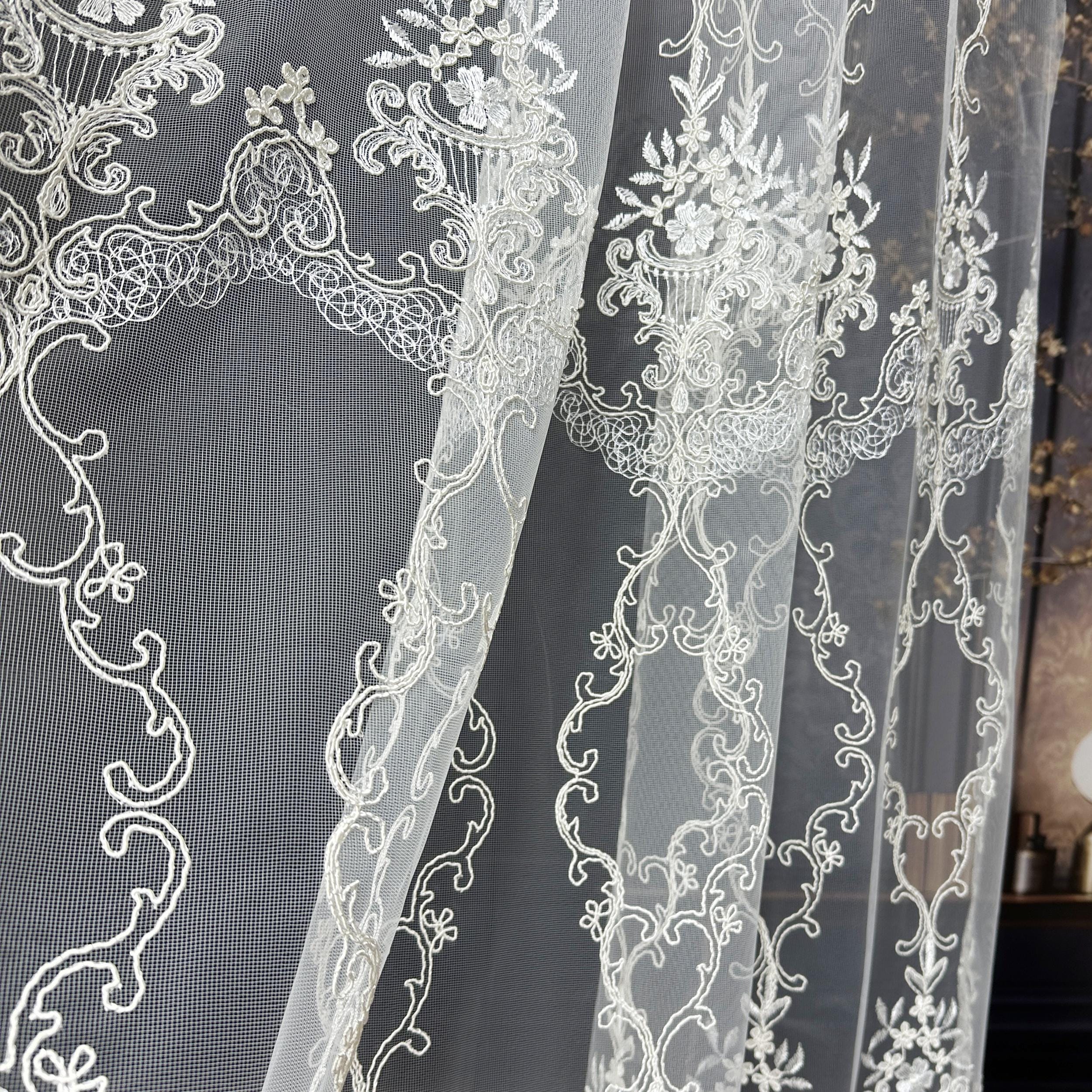 Floral Embroidered Sheer Voile Drapes | Custom Elegant Tulle Lace ...
