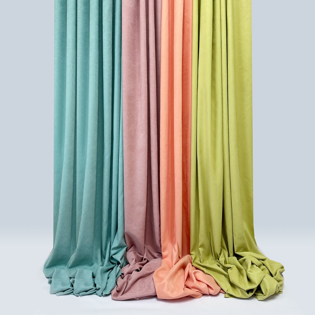 Custom Cute Velvet Curtains for Kids Room Decor, 4 Bright Colorful ...