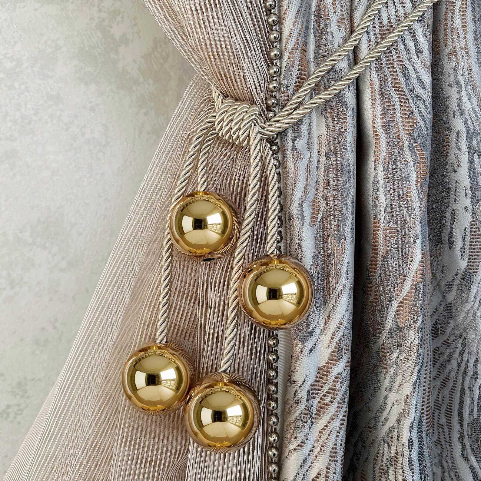 Curtain Tiebacks With Mirrored Balls | Set of 2 Modern Drapery Tie ...