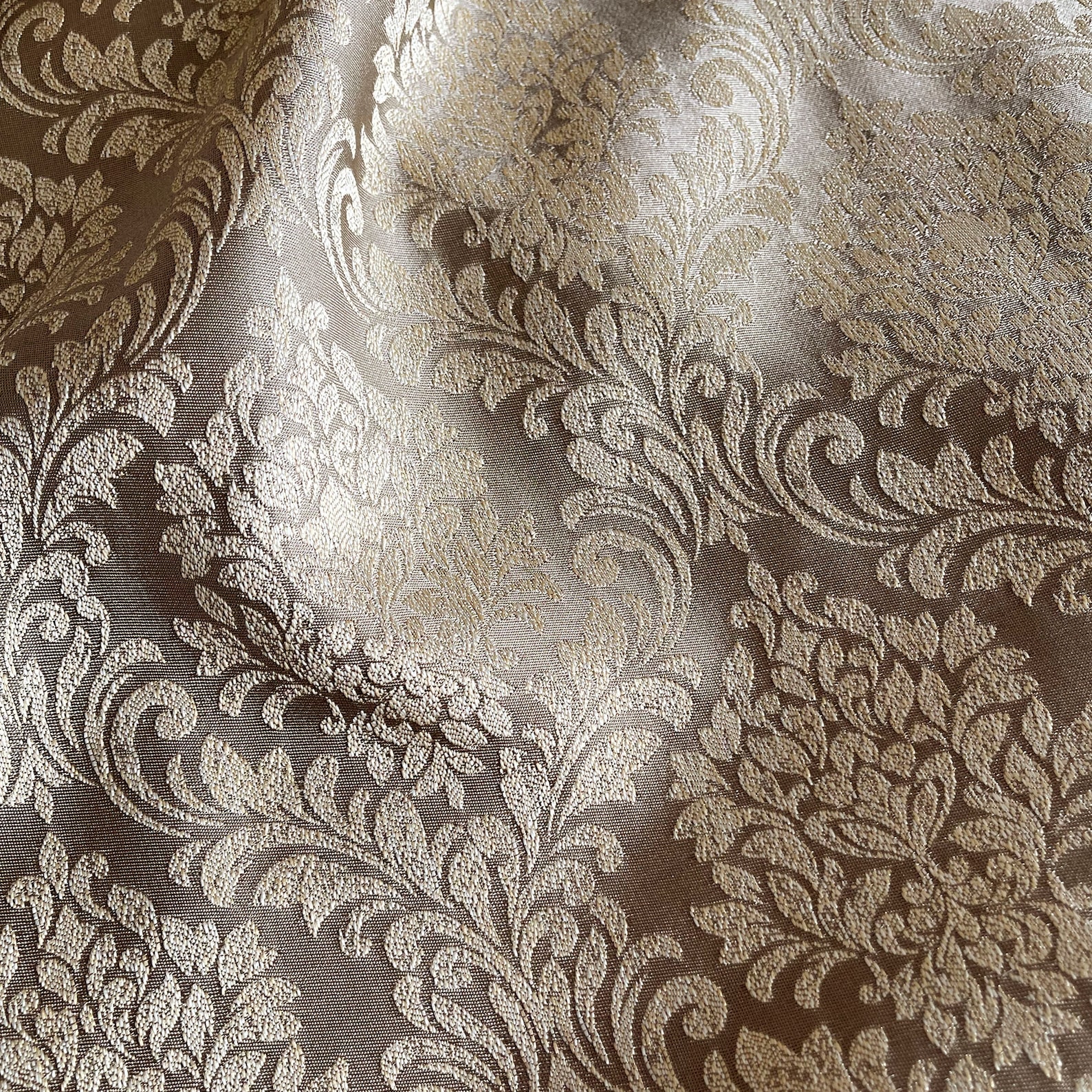 Damask Jacquard Drapery Curtain, Floral Curtain Panels, Thick Bedroom ...