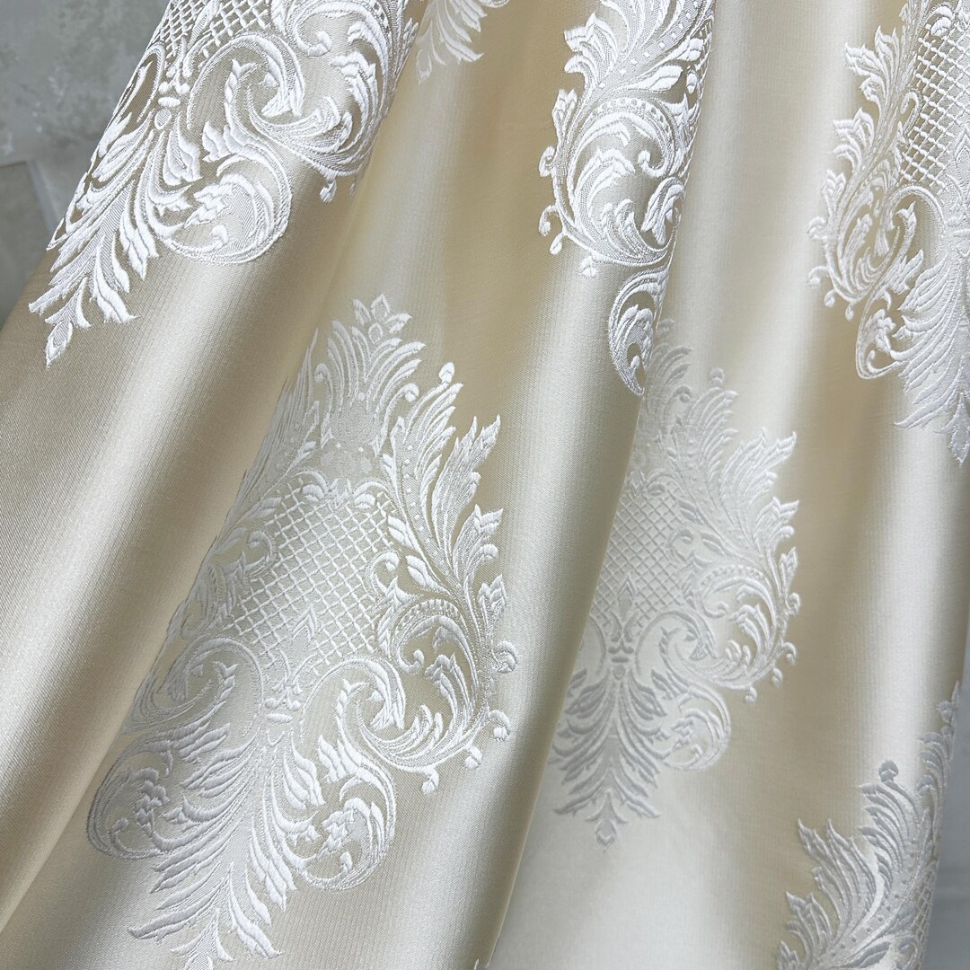 Ivory Damask Curtain Panel: Luxury Jacquard Bohemian Style - Etsy