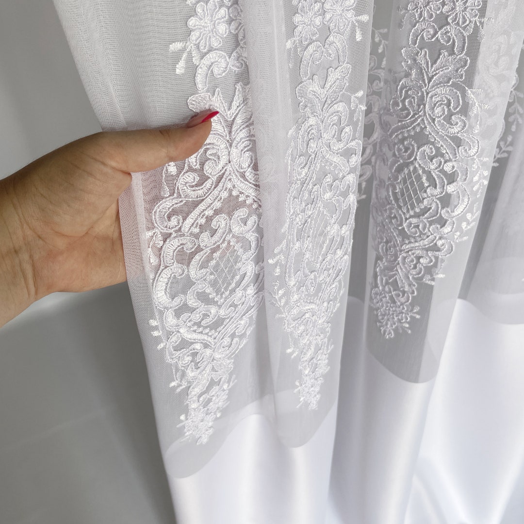 Luxury Embroidered Lace Sheer Curtain Elegant White Curtains - Etsy