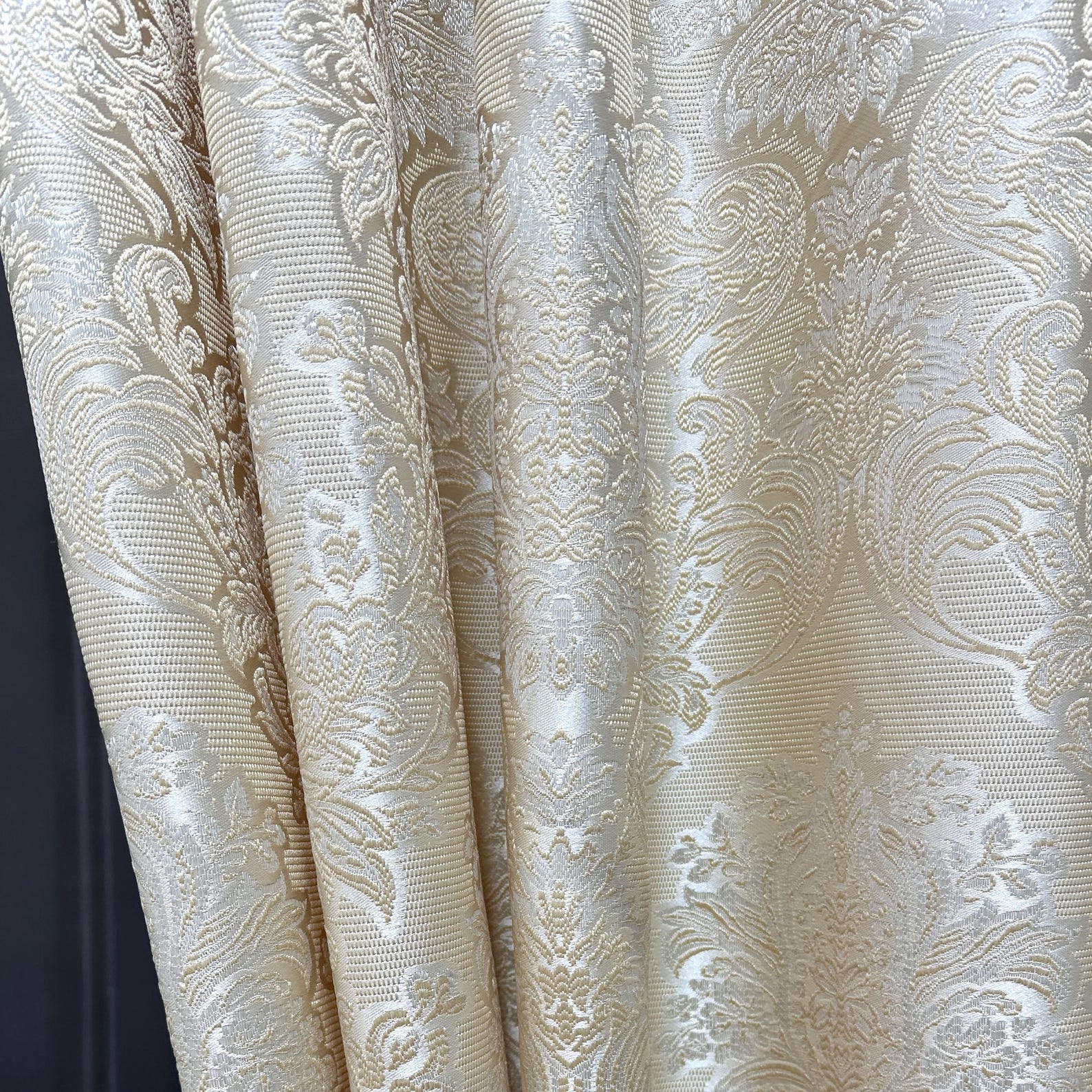 Luxury Victorian Ivory Damask Curtains: Jacquard Drapes for Living Room ...
