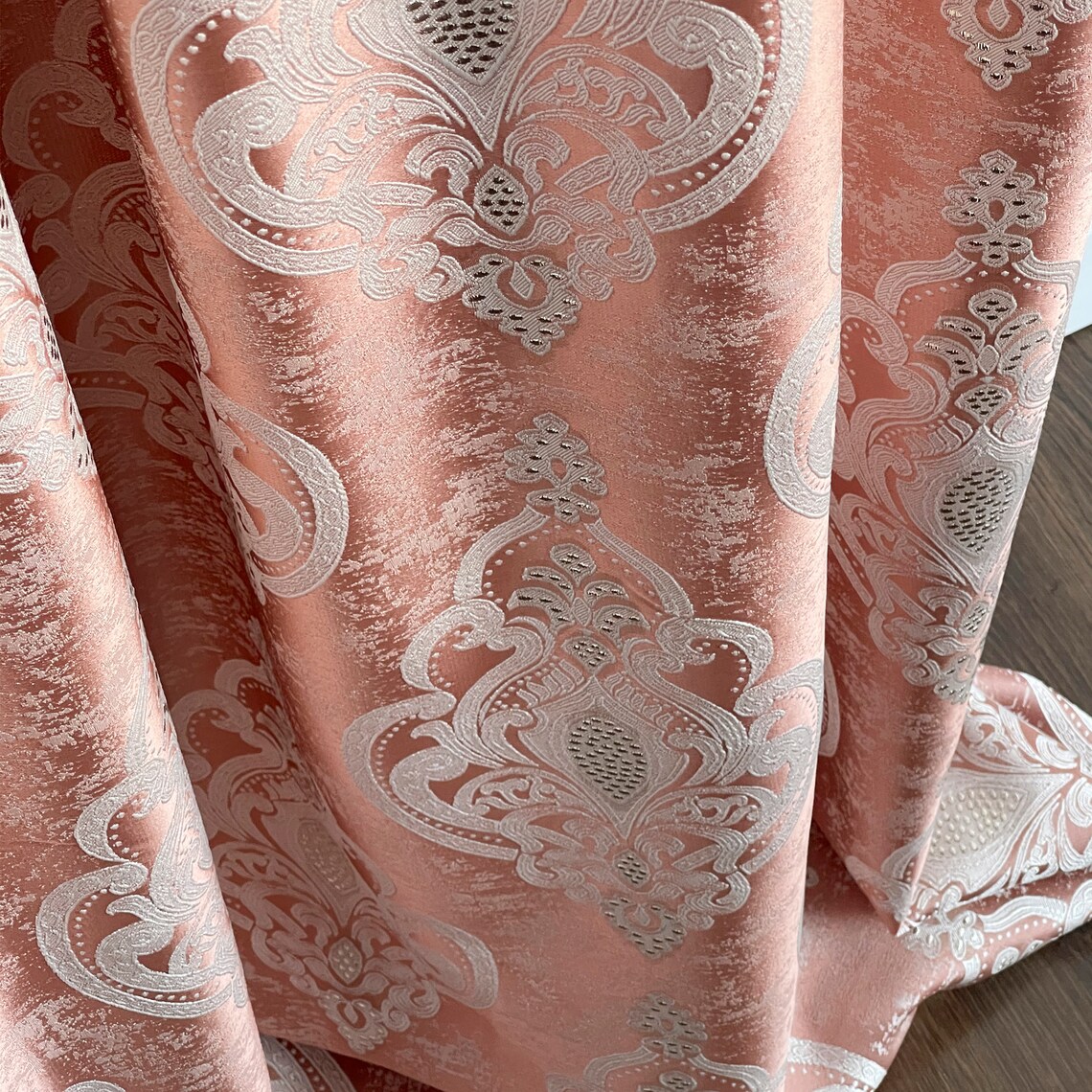 Luxury Drapery Curtain, Jacquard Draping, Classic Floral Curtain Panels ...