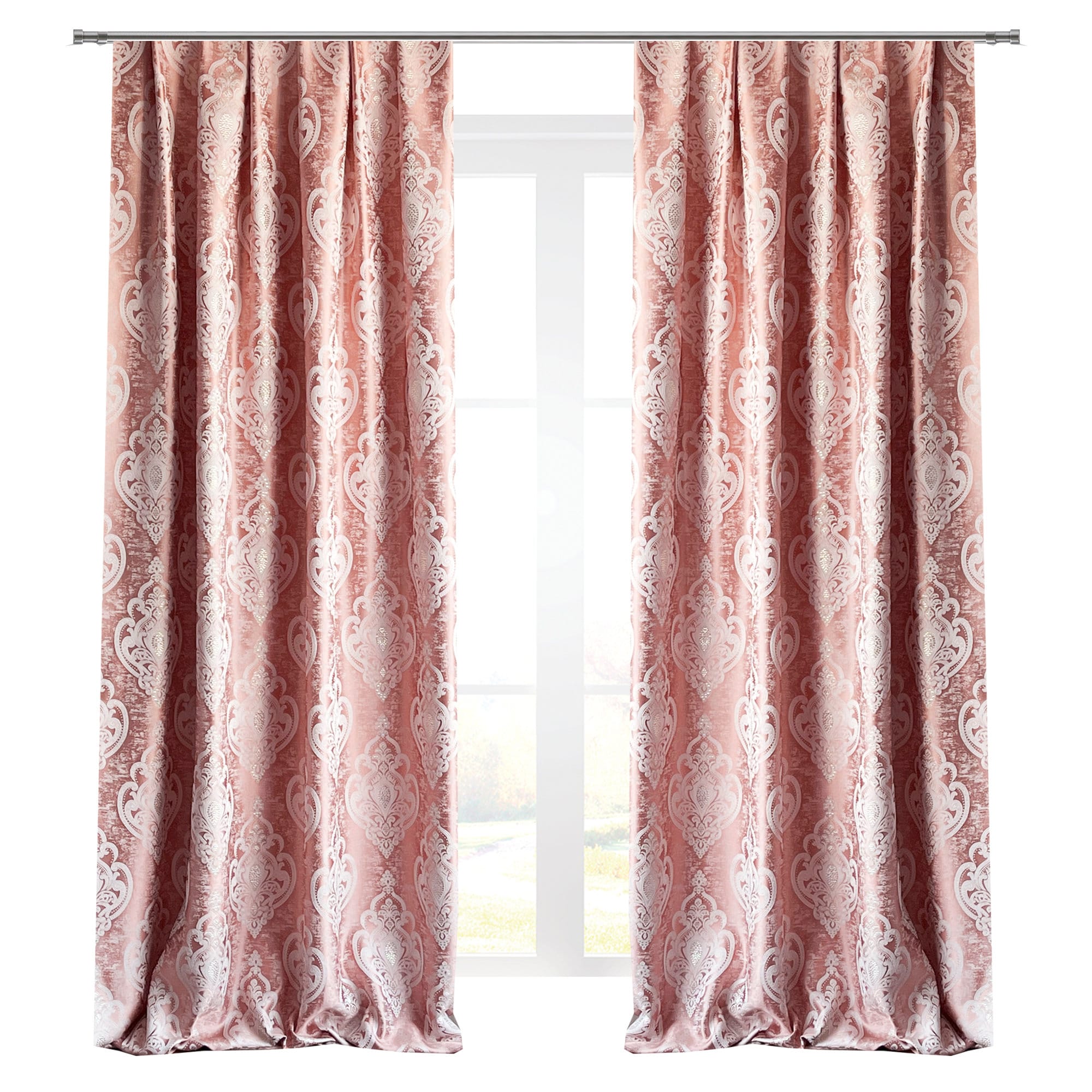 Luxury Drapery Curtain, Jacquard Draping, Classic Floral Curtain Panels ...