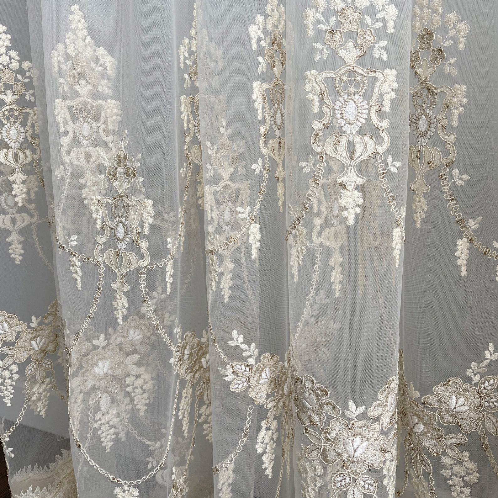Luxury Custom Sheer Curtains With 3d Flowers Embroidered - Etsy