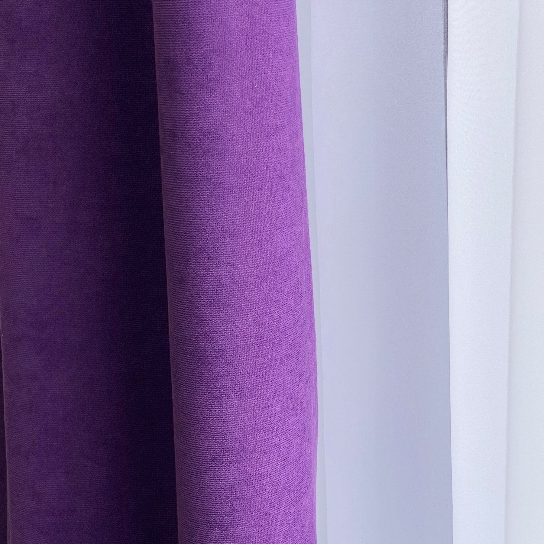Velveteen Solid Curtain Panel Purple Velvet Leather Drapery - Etsy