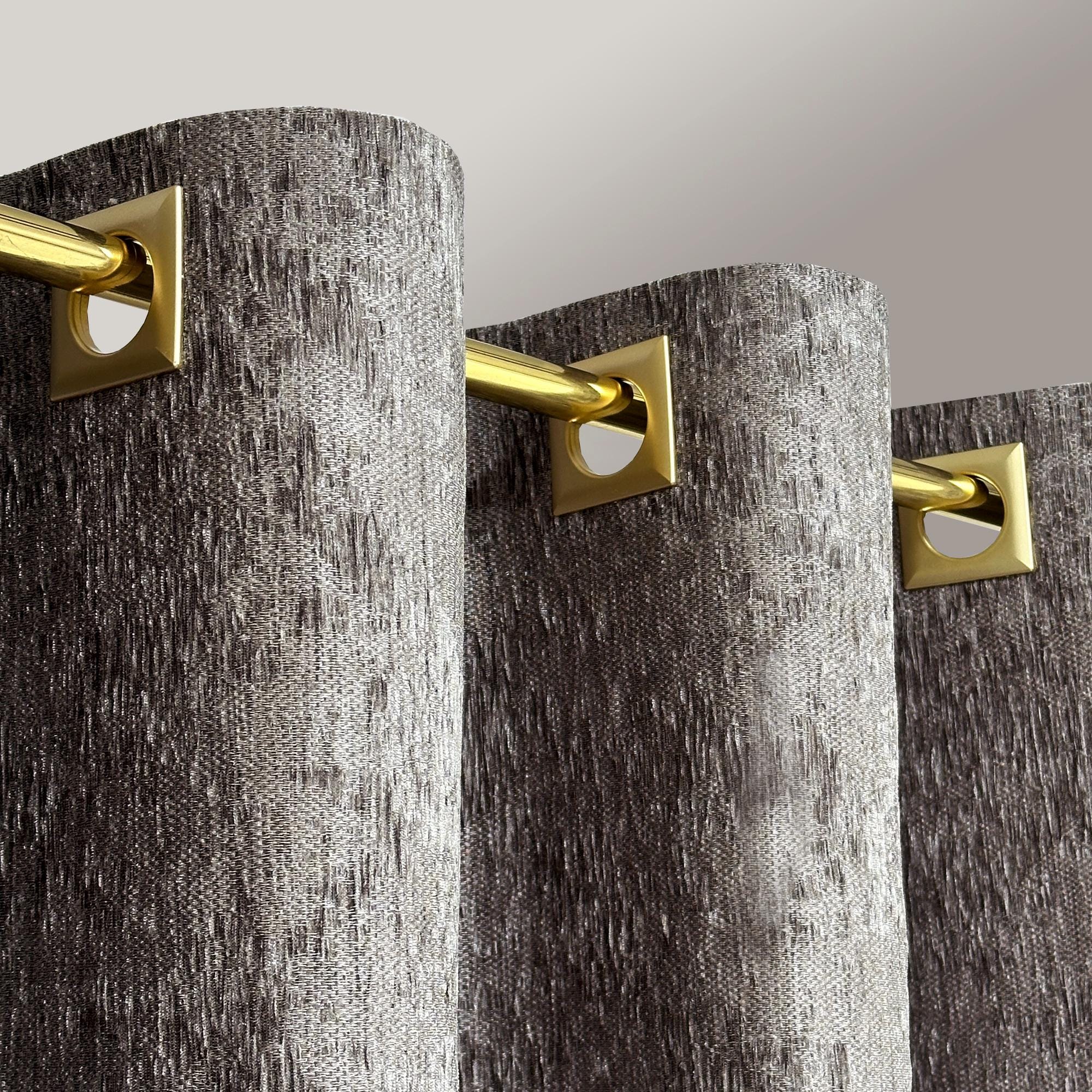 Jacquard Textured Curtains: Luxury Gray Brown Grommet Curtain Panel - Etsy