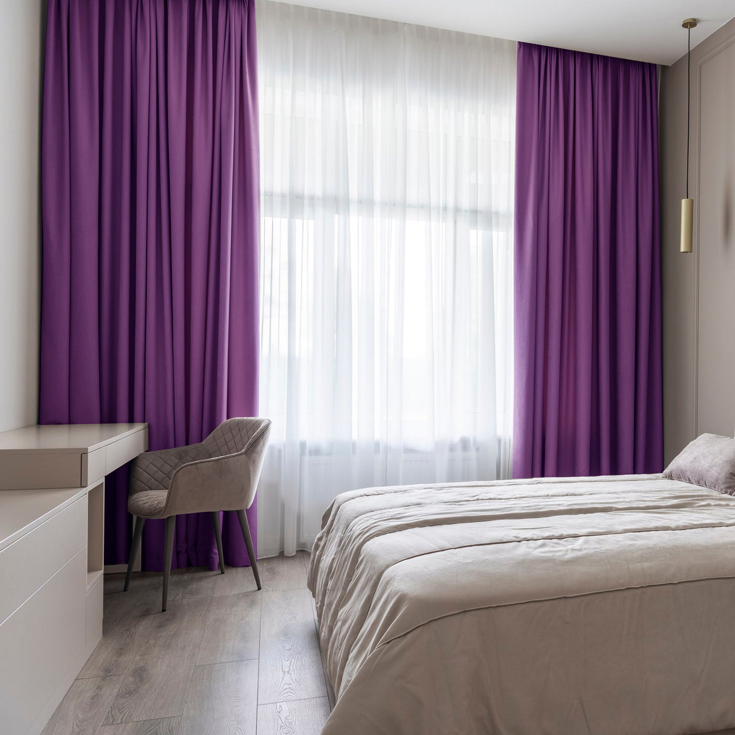 Velveteen Solid Curtain Panel Purple Velvet Leather Drapery - Etsy