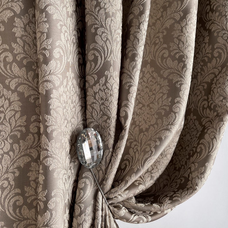 Damask Jacquard Drapery Curtain Floral Curtain Panels Thick - Etsy