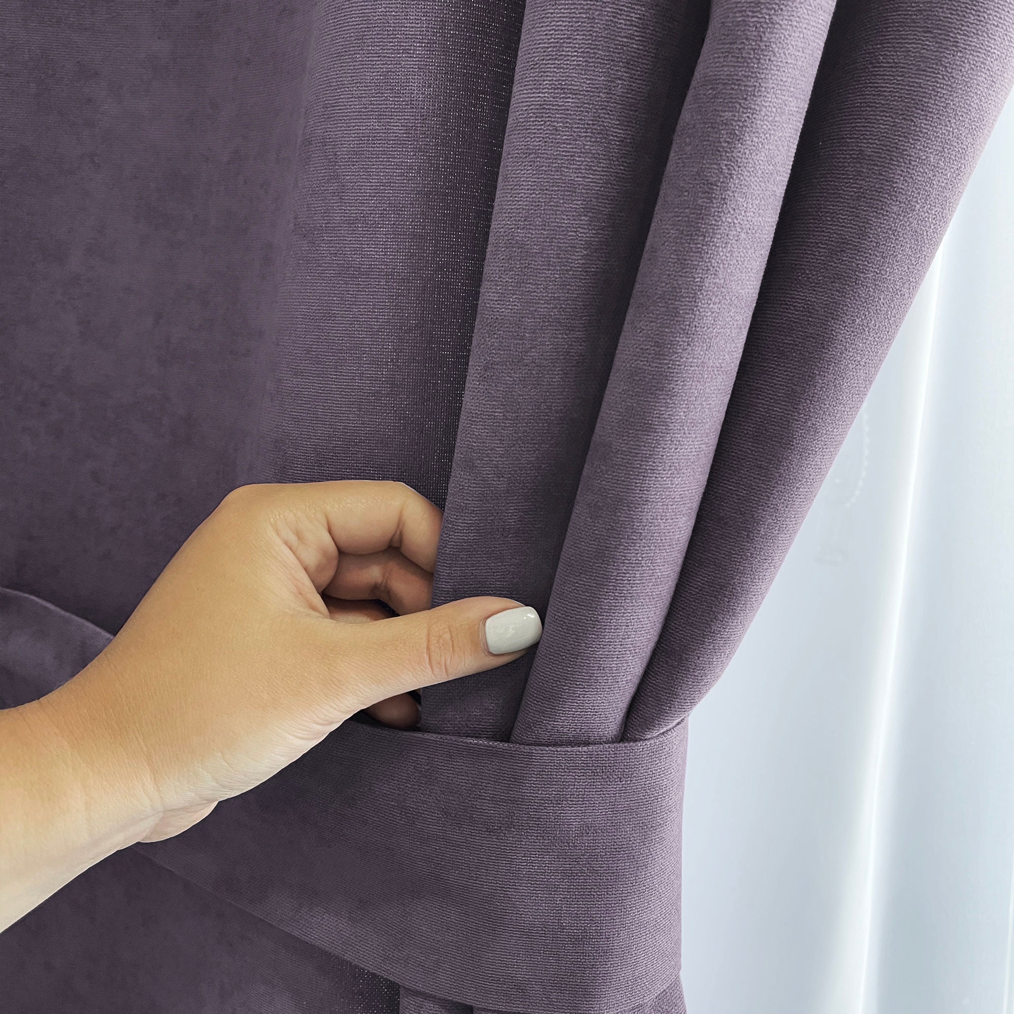 Velveteen Solid Curtain Panel Purple Velvet Leather Drapery - Etsy