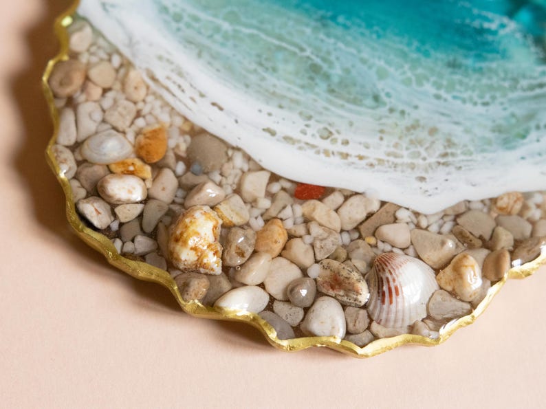 Resin Ocean Coaster Set, Beach Inspired Coasters, Beach Resin Coasters ...