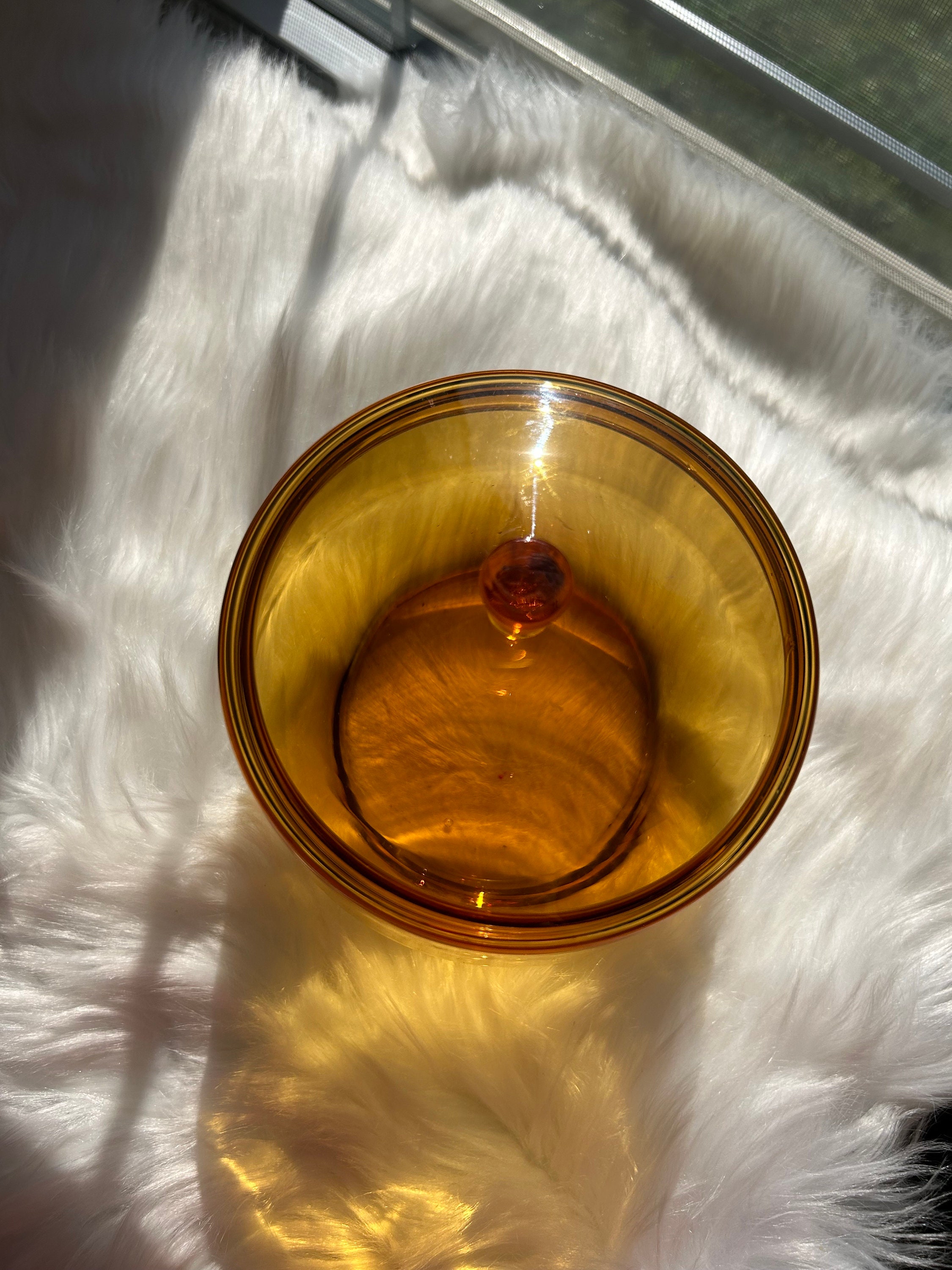 Amber Glass Compote Bowl Candy Dish Catch All MCM Mid Century - Etsy
