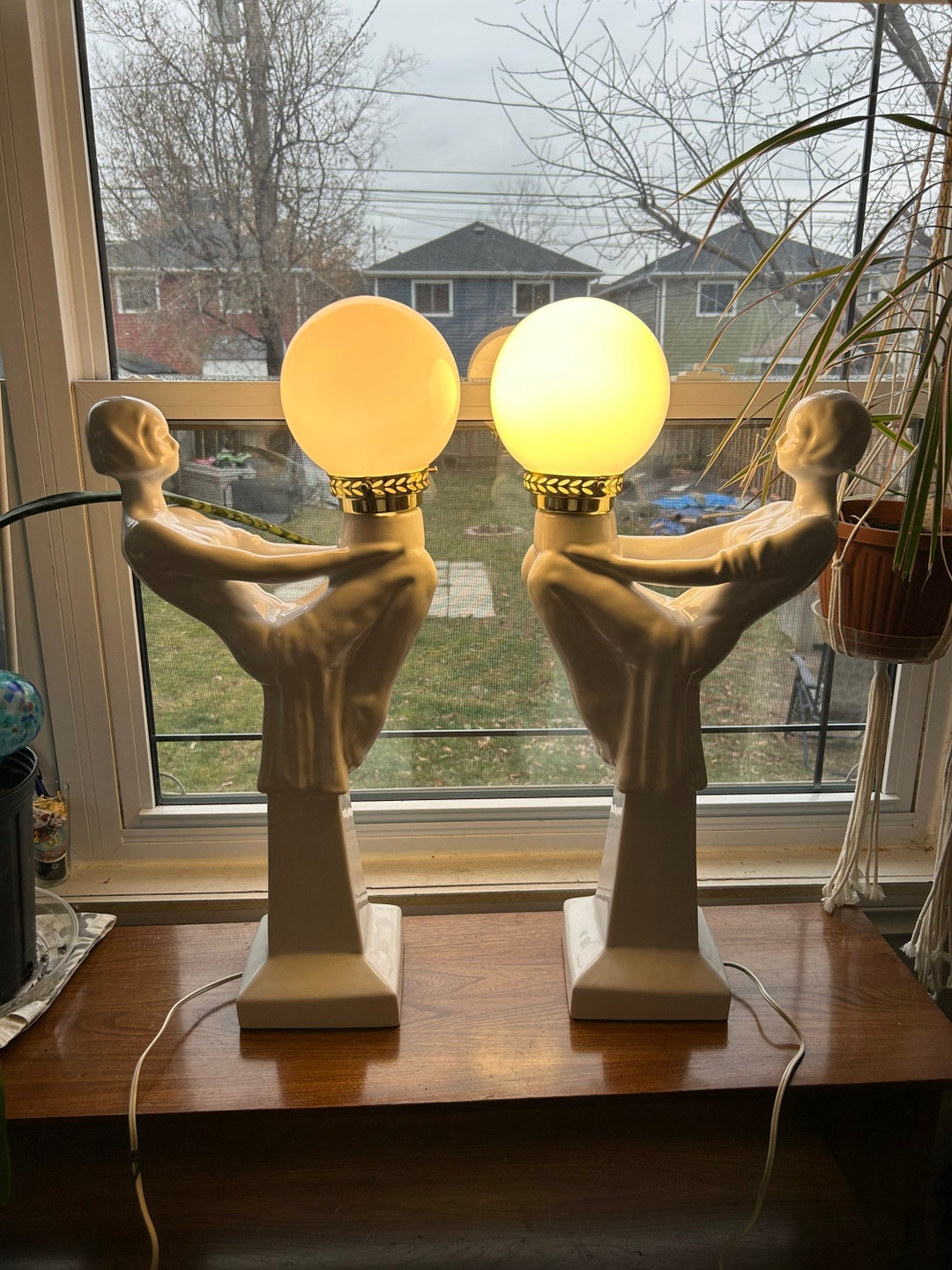 Vintage Art Deco White Sexy Hanging Women Lady Girl Table Top Lamps ...