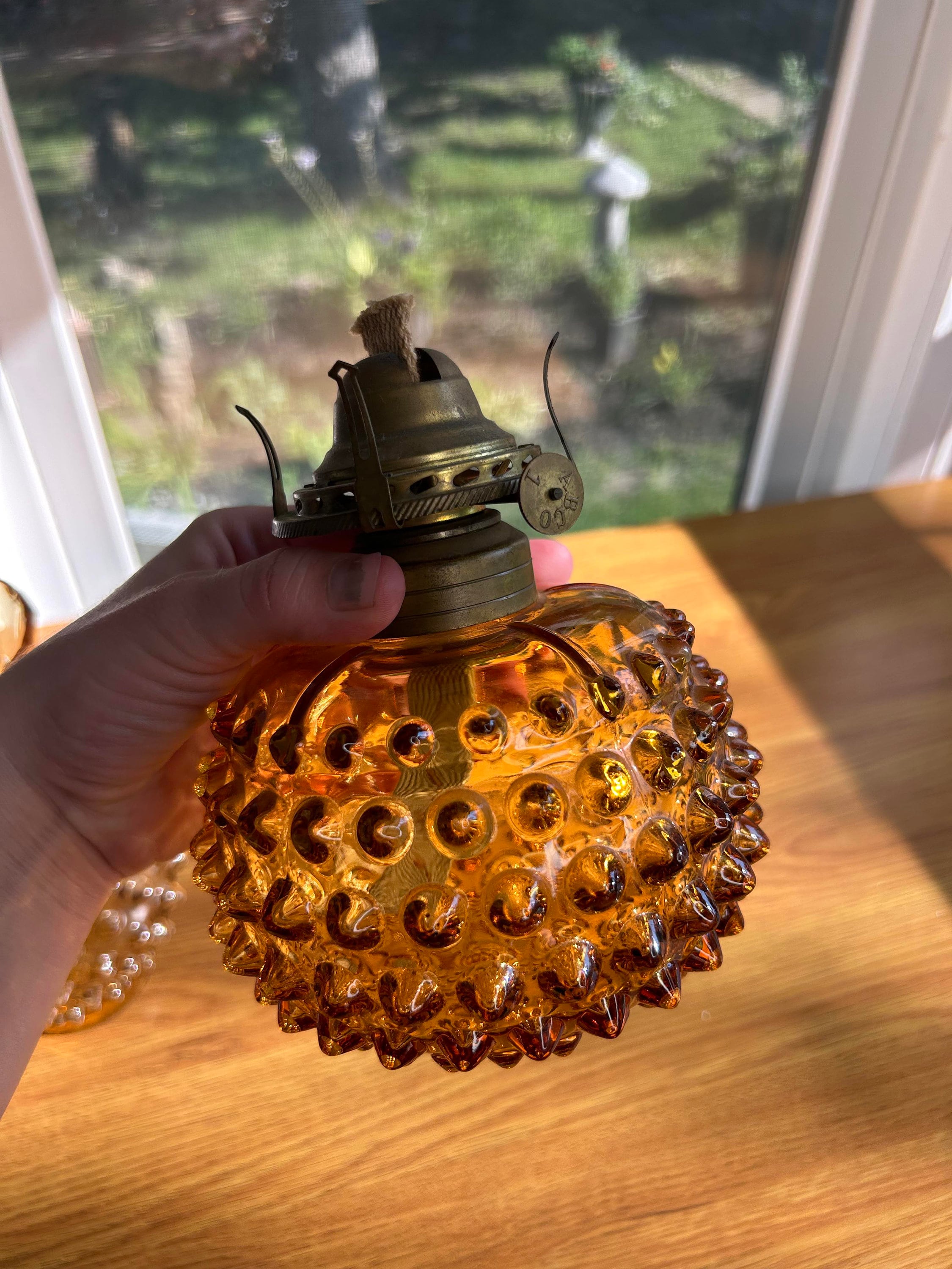 Vintage Imperial Glass Hobnail Pattern Oil Lamp CHIPPED - Etsy