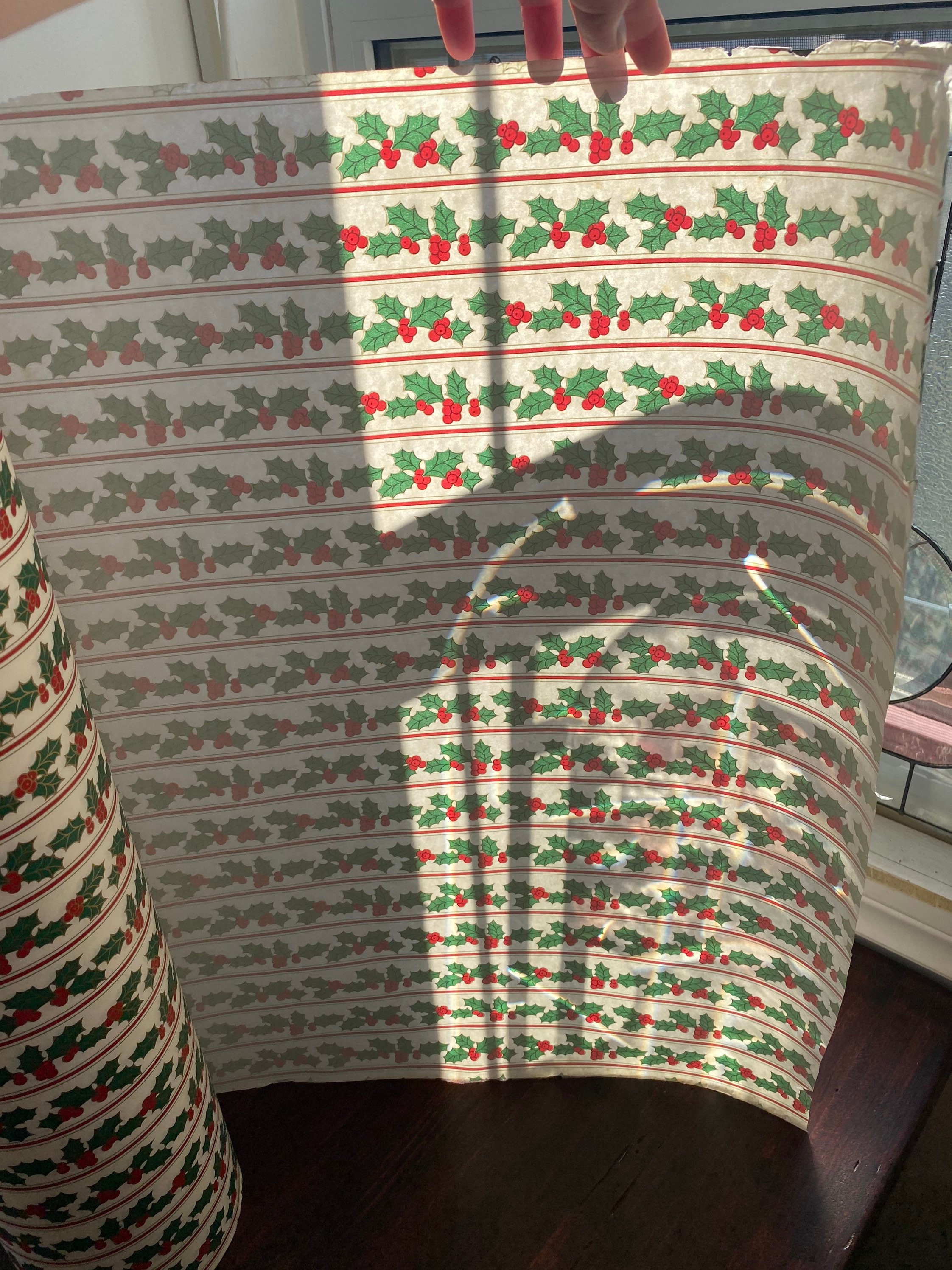 Vintage Department Store Holly Berry Red Green Wrapping Paper - Etsy