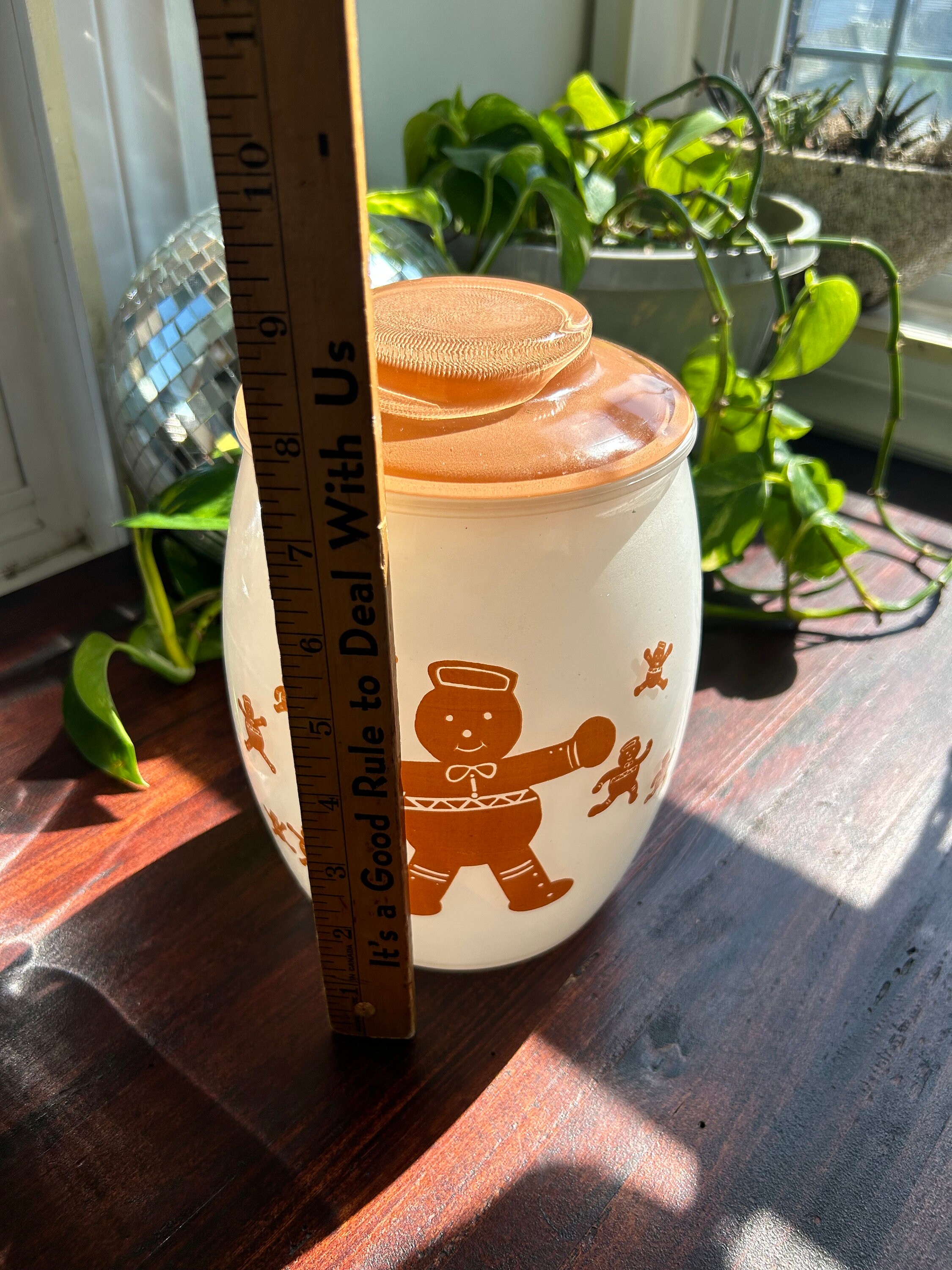 Vintage Glass Bartlett Collins Gingerbread Christmas Cookie Jar Brown ...