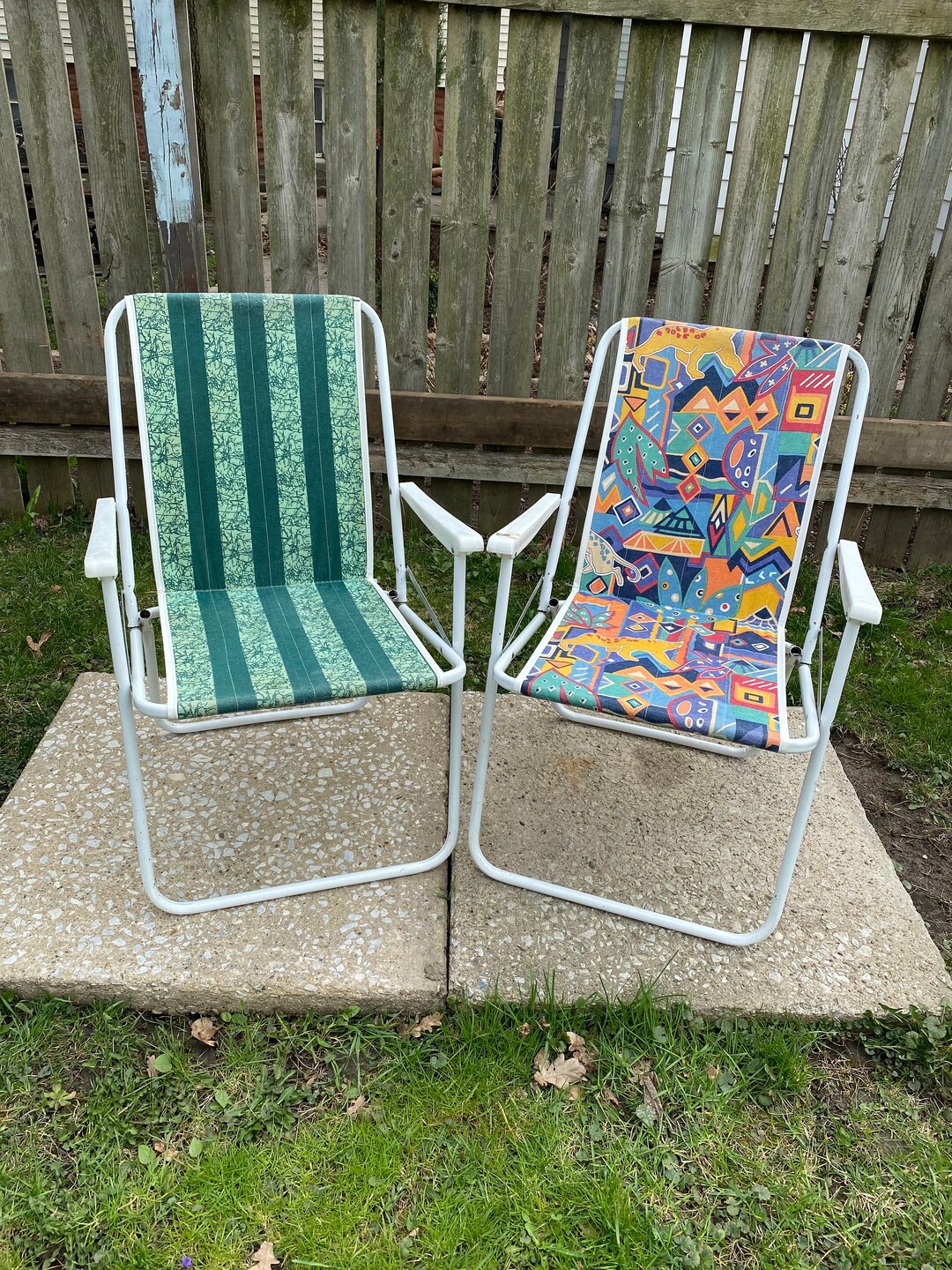 Vintage Beach Sitting Relaxing Lawn Outdoor Outside Lawn Chairs - Green ...