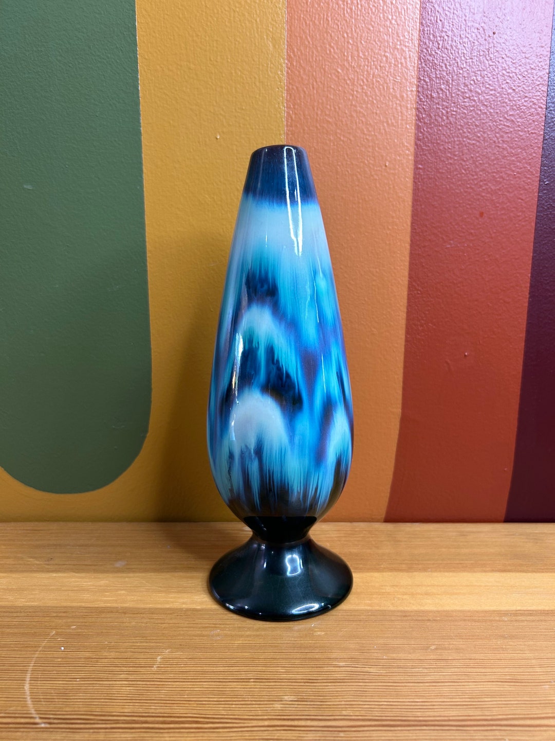 Blue Drip Glaze Pottery Bud Vase Colourful Vintage RC Canada - Etsy