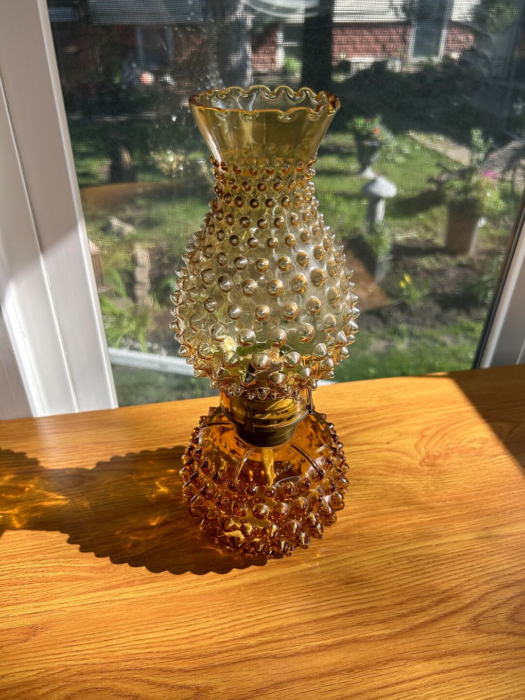 Vintage Imperial Glass Hobnail Pattern Oil Lamp CHIPPED - Etsy