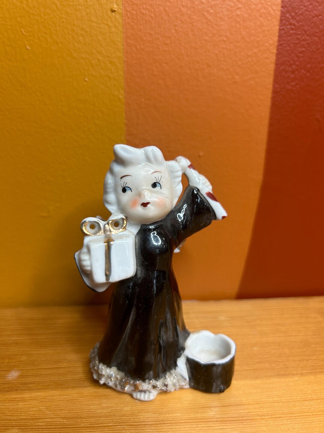 Vintage Christmas Porcelain Spaghetti, Trim, Angel With Candy Cane and ...