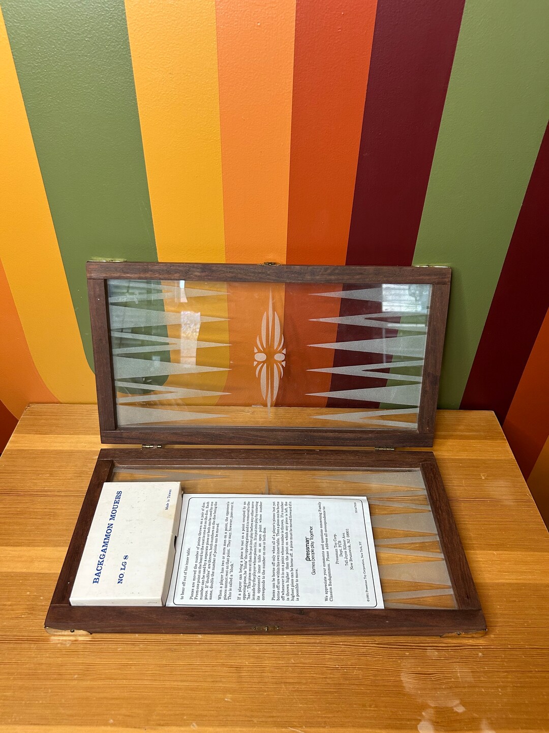 Vintage Backgammon Game Board Game Glass and Wooden Unique Set 1991 ...