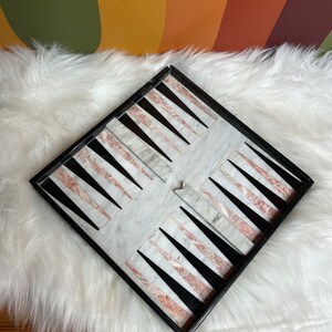 Stone Marble Pink Black Chess Set Backgammon Game Vintage - Etsy